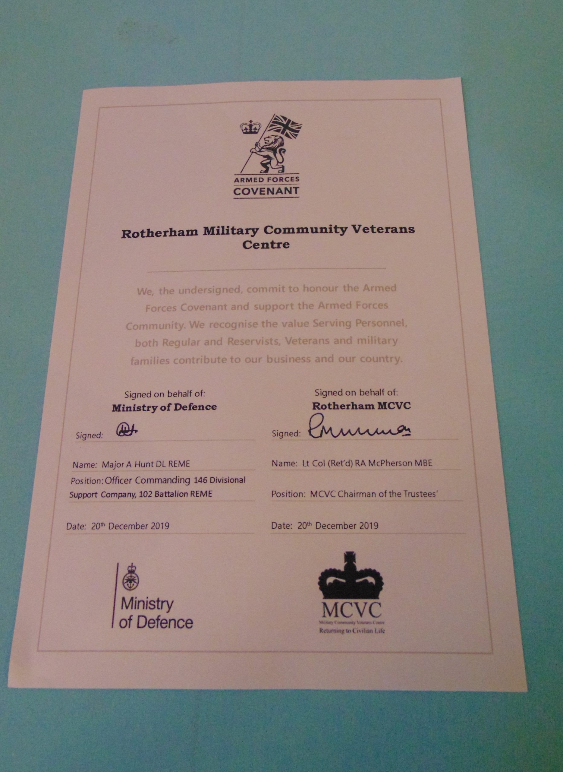Signing of the Armed Forces Covenant ...... | MCVC